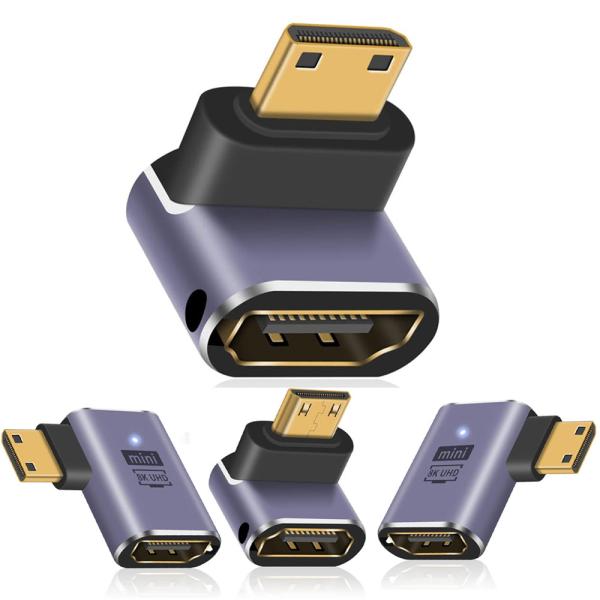 Mini HDMI オス - HDMI メス 8K アダプタ 変換アダプタ ミニHDMI - HDMI LEDライト エクステンダー 延長アダプタ カメラ ビデオカメラ テレビ プロジェクター ディスプレイ 接続 写真 ビデオ 映画を大画面...
