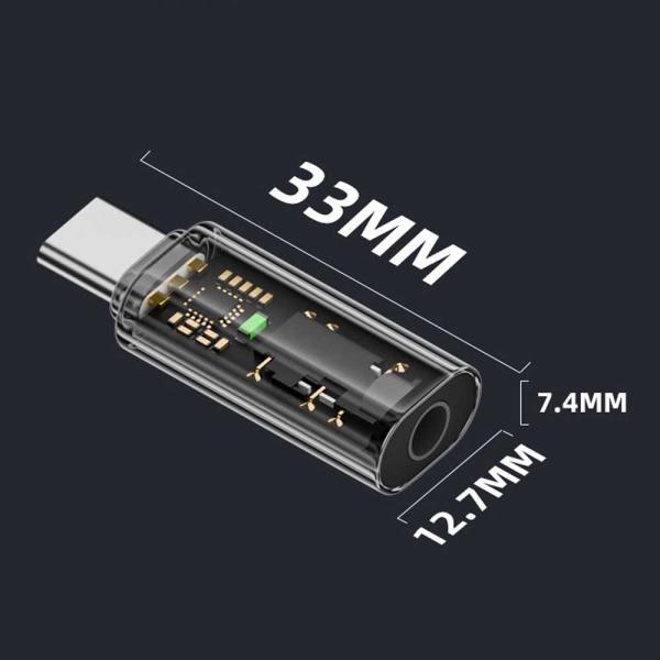 【ハイレゾ音質】 USB C イヤホンジャック変換 USB C-3.5mm イヤホン変換アダプター透明スケルトン DAC搭載 16bit/48KHz対応 3極 /４極 TRRS対応 メスオス 音量調節/通話/音楽対応 iPhone17、iP...