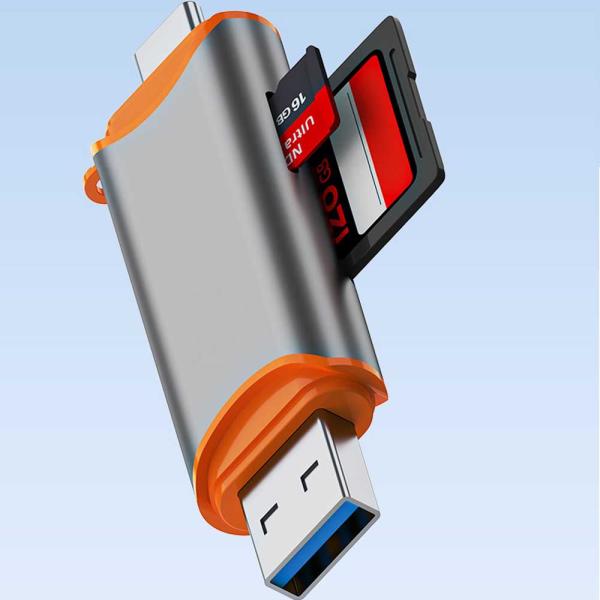 SDカードリーダー 2in1 マイクロSDカードリーダー アルミ素材 Type-C &amp; USB 3.0 超高速転送 OTG対応 Android タブレット/スマホ/iPhone 17・16・15シリーズ/ Windows PC/Li...