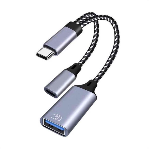 USB-C 1 TO 2 USB-A 3.0 / USB-C 充電アダプタ オスメス タイプC 二股 OTG 変換アダプタ 高速充電 データ転送しながら充電 送料無料