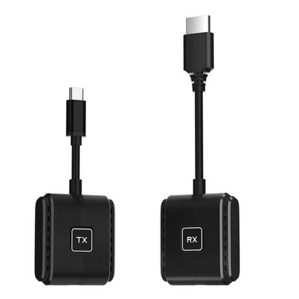 ワイヤレスHD USB-C送信機とHDMI受信機 KIT 2.4/5G 50M無線伝送 レシーバー トランスミッター Type-C用PC、TVボックス、カメラはワイヤレス USB-C to HDMI画面ミラーリング/拡張 ワイヤレスディスプ...