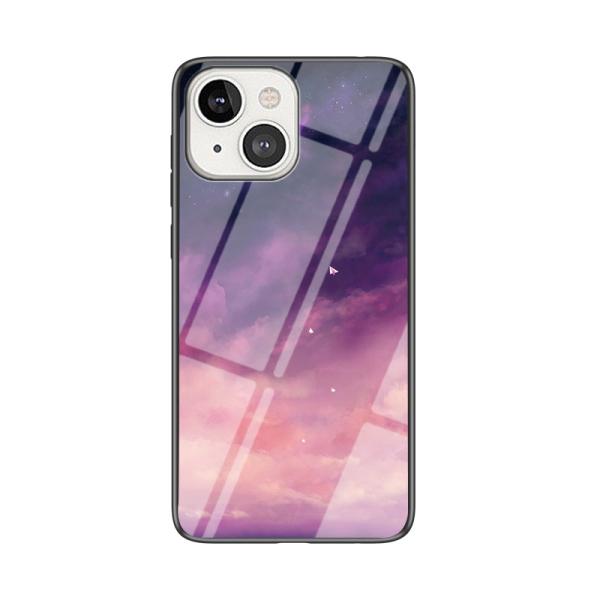 iPhone13 mini 宇宙銀河調 星空柄 背面ガラスシェルケース