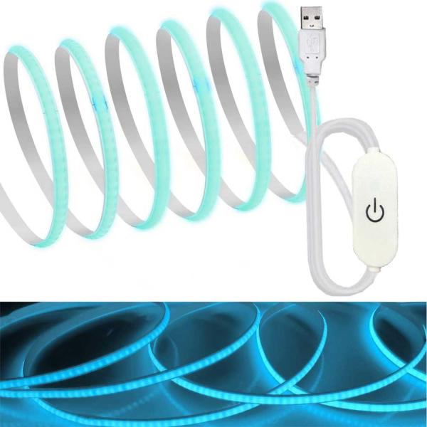 COB テープライトLED 3m USB給電 ストリップライトフレキシブル 高密度 幅5mm 隠れたLEDテープライト3m 320LEDs/m DC5V 180°発光CRI>=90 両面テープ湾曲変形可能 切断可能 寝室 キッチンホー...