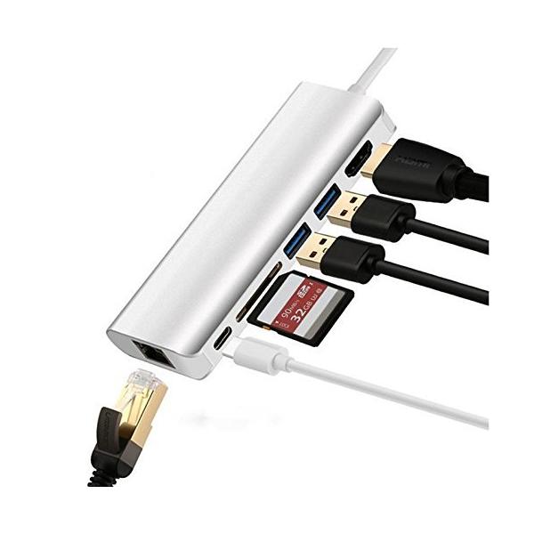 【送料無料】USB Type-C ハブ HDMI 4K対応 Type-C カードリーダー 6in1 USBハブ Type-C Hub 高速USB 3.0ポート / USB-C 充電ポート / SDカードリーダー / HDMI / 有線LAN...