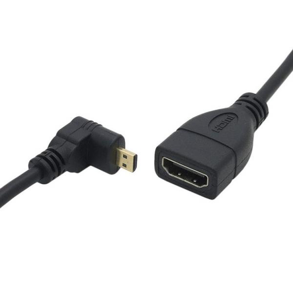 【送料無料】Micro HDMI to HDMI (オス-メス)延長ケーブル15cm L型90 持ち運び便利 Micro HDMI(オス) →HDMI(メス) 変換コネクタ 3D/1080P対応