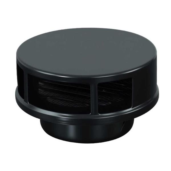【Φ120mm 用 ブラック 】ステンレス製 丸型フード付換気口（ガラリ）防虫網・水切付 ベントキャップ 適合開口径118〜125mm 埋め込み式 簡単取り付け