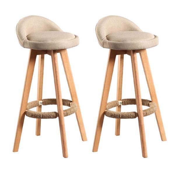 品名：カウンターチェアカラー：ベージュ材質：ソリッドウッドクッション：綿とリネン座っている高さ：63cm重量：6kg 耐重量：150kg※ベージュのカウンターチェア 2脚のお値段になります。