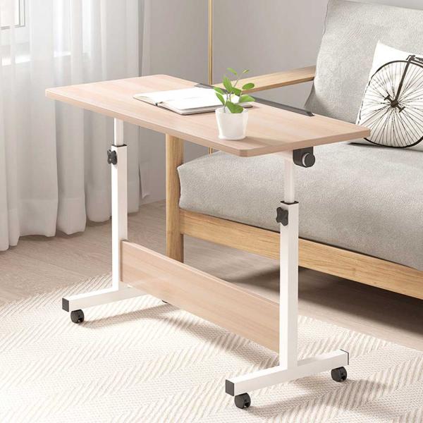 【商品ディテール】：サイズ：幅80×奥行40×高さ70~90(単位:cm) 梱包重量：約6.7kg耐荷重：60kg材質：メラミン天板（厚さ1.5cm）スチール脚部。