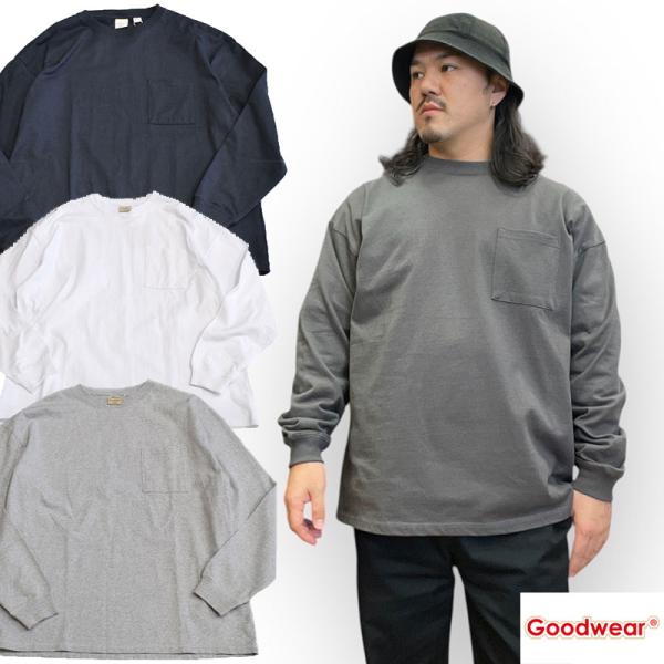 GOOD WEAR（グッドウェアー） スーパービッグシルエットポケットTシャツアメリカコットンを使用した厚めでタフな生地を使用したポケット付きロングTシャツ。独特なザラつきとコシが特徴で、 着こめば着込むほど味が出てくるのが魅力です。無地の...