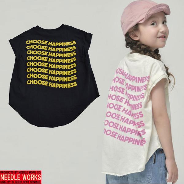 ニードルワークス（NEEDLE WORKS） 背中いっぱいに並んだ『CHOOSE HAPPINESS』ロゴが、着るだけでポジティブなエネルギーをくれるデザインTシャツ。ゆるっと着られるカジュアルなシルエットが◎柔らかく軽い素材で、デイリー使...