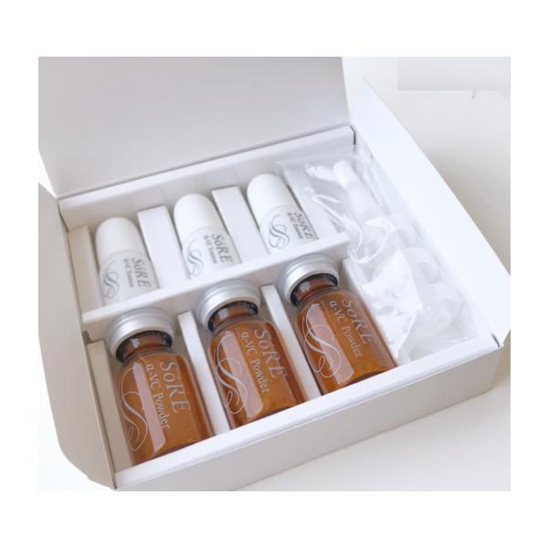 UTP  SoRE α-VC　エッセンス4.4ml パウダー1.2g 各3本４種類のビタミンＣ誘導体とα-アルブチンをバランスよく配合。成分： α-ＶＣ エッセンス：水、ペンチレングリコール、１，２-ヘキサンジオール、ポリグルタミン酸、ＢＧ...