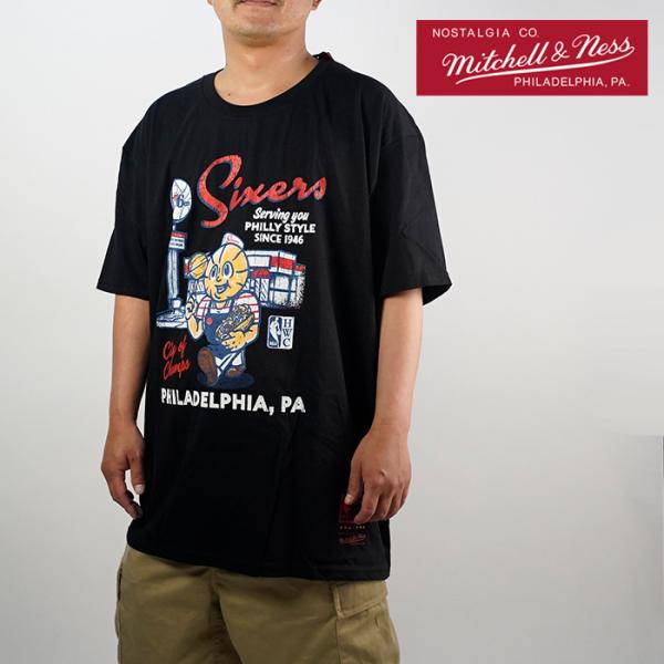 ミッチェルアンドネス Mitchell &amp; Ness PHILLY STYLE 76ERS NBA Philadelphia 76ers Tシャツ 半袖 フィラデルフィア セブンティシクサーズ 黒 ブラック【Brand】Mtchel...