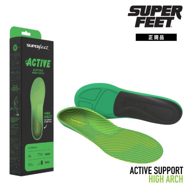 SUPERFEET ACTIVE SUPPORT HIGH ARCH Green スーパーフィート アクティブサポート インソール ランニング ウォーキング スキー スノーボード 登山 中敷き 25-26 日本正規品
