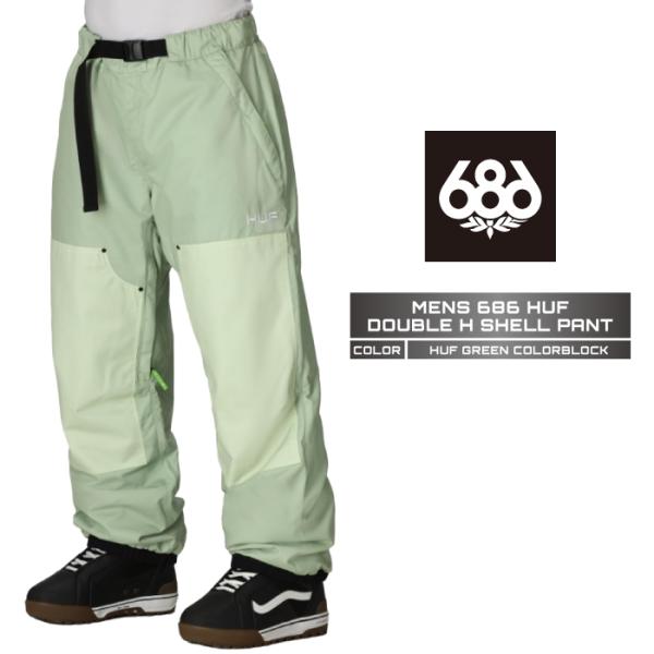 2025-26 686 MENS 686 HUF DOUBLE H SHELL PANT Huf Green Colorblock シックスエイトシックス スノーボード ウェア パンツ メンズ 25-26 日本正規品