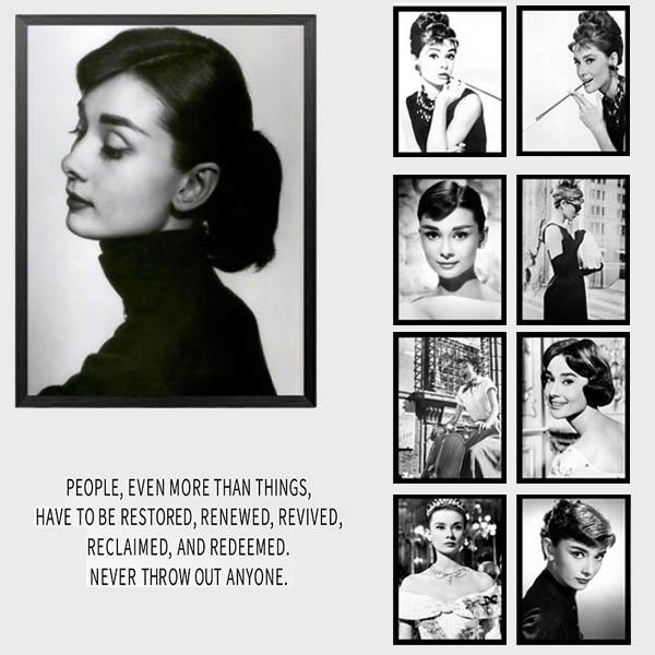 モノクロでレトロ感のあるオードリー・ヘプバーンのブロマイド風パネルアートになります。壁に掛けるだけでお部屋が一気にモダンでスタイリッシュな空間に★額縁・枠付きの壁掛けタイプで、複数枚でいろいろ自由な組み合わせが！自分用はもちろんのこと、新築...