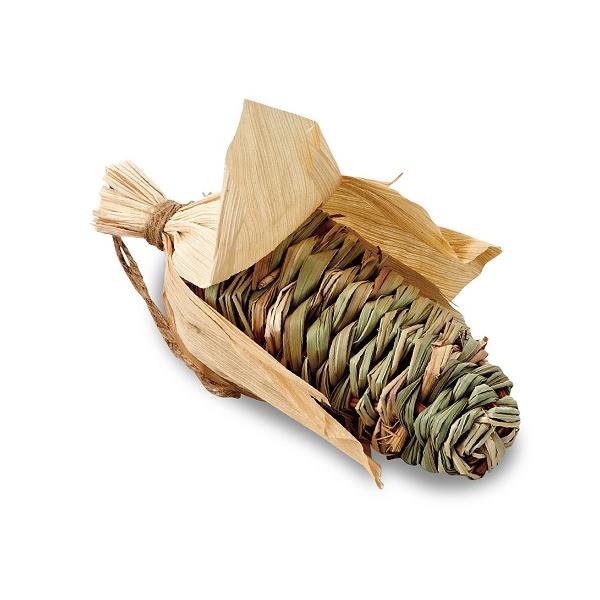 イグサとラタンを編んで作った、まるでコーンのようなおもちゃです。・楽しくかじってストレス解消にピッタリです。 ・本体をかじったり、コーンリーフの皮をはがしたりして遊べます。原材料 : イグサ・ラタン・コーンリーフ（トウモロコシの葉）・麻ヒモ...