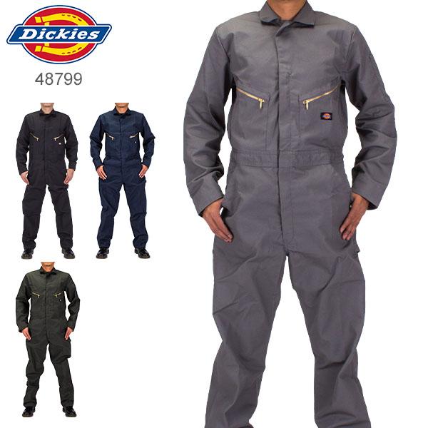 ディッキーズ【Dickies】デラックスカバーオール 48799 つなぎ メンズ■カラーブラック、ダークネイビー、グレー、オリーブグリーン■サイズS（肩幅40cm、胸囲112cm、胴囲88cm、袖丈60cm、股下73cm、着丈155cm）M...