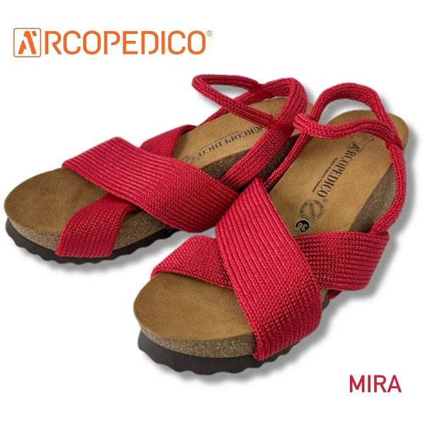 ※7,000円未満は送料が別途かかります。ご確認の上、ご注文下さいませ。アルコペディコ サンダル ミラ MIRA ARCOPEDICO アルコペディコ 取扱店 京都 サルーテライン ミラ MIRAブラック レッド ニット素材の太めのクロスベ...