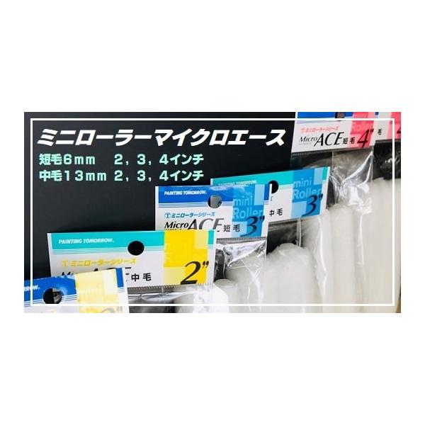 極細繊維のマイクロファイバーをパイル糸に採用した人気のローラー「マイクロエース」ミニローラータイプでさらに使い勝手がアップ！雨樋の壁面・戸井下・入隅など、通常のローラーでは入りづらい狭い場所にもスイっと入る大好評のローラーです。毛丈が中毛１...