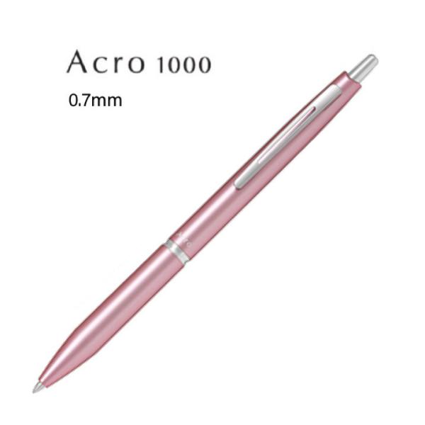 PILOT Acro1000パイロット　アクロ１０００細字 0.7ｍｍ油性ボールペン軸色：メタリックピンク●ノック式●軸：黄銅  塗装●さや：樹脂  塗装●サイズ：最大径φ 9.8mm　全長 143mm●重量：17.1g●インキ：アクロイン...