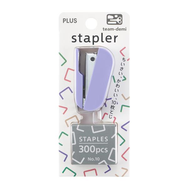 PLUS TEAM-DEMI staplerプラス　チームデミ　ステープラーホッチキス全４色展開●本体サイズ：W45×D29×H17mm●本体質量：18g●材質：ABS、鋼板10号針が一度に50本セットできます。針の交換時、閉じきらない構造...