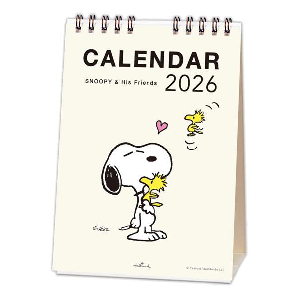 縦型タイプのスリムな卓上カレンダーデスクで使いやすい省スペースな卓上カレンダー。シンプルなデザインにスヌーピーたちのアートが映える、おしゃれなカレンダーです。■本文サイズ：160×120mm■スタンドサイズ：165×120×60mm■表紙1...