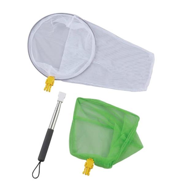 「商品情報」・持ち運びに便利なコンパクト網・魚網と昆虫網がセットされています・エーワンDタイプジョイント適合品「主な仕様」セット内容:魚網×1/昆虫網×1/あみの棒×1サイズ:魚網：全長/約47〜123cm、網幅/約22cm、網深さ/約17...