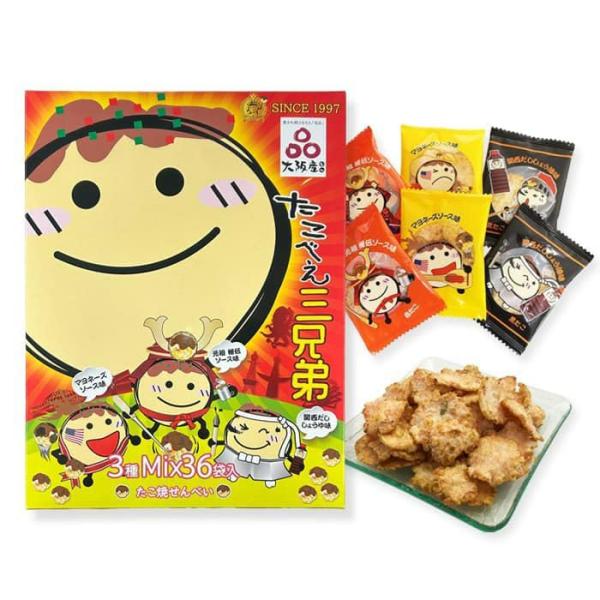 1997年に 日本初のたこ焼せんべいとして登場し、 今も日本で一番売れている たこ焼せんべいとして知られる 大阪を代表する土産菓子です。 ぴちぴちの生たこに、 紅しょうが、削り節など 本物のたこ焼の素材をたっぷり使用した 元祖たこ焼せんべい...