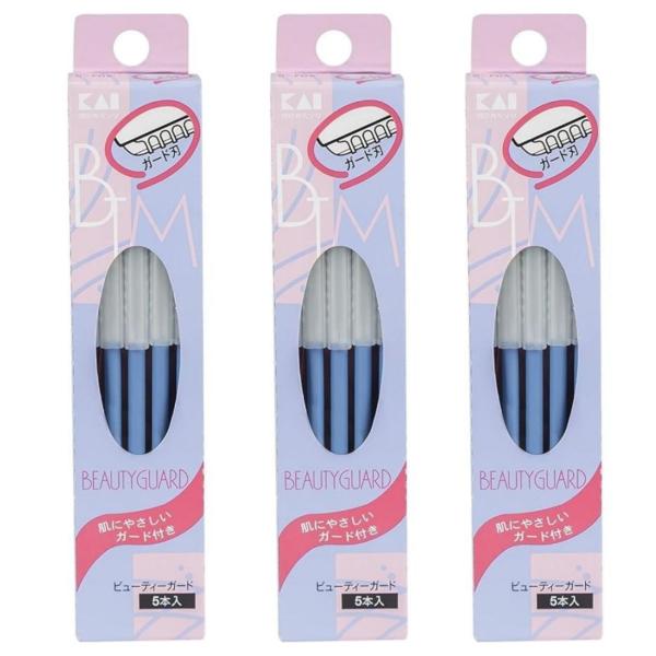 顔・マユ剃り専用の1枚刃L型使い捨てカミソリ5本入(安心ガード付き)×３個