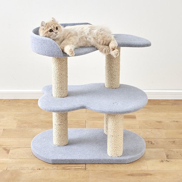 負担なく乗り降りしやすい25cmの段差でつくったミニサイズの小さめキャットタワー。小さな猫ちゃんや子猫、足腰が弱ってきた高齢の猫ちゃん（シニア猫）にも安心して使うことができます。●静電気が起きにくいフリース生地を採用。●棚板はクッション性が...
