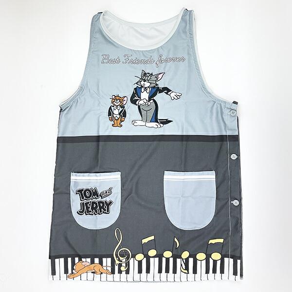 大きなポケット付きのラン型エプロンです。エプロンよりも面積が大きく服が汚れにくい♪ボタンで着脱しやすいのも◎カワイらしいキャラクターなので先生にもおすすめです！こちらはトムとジェリーになります。