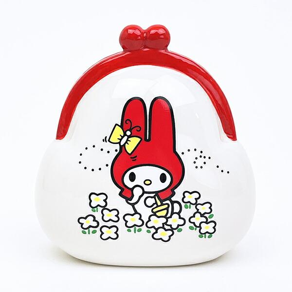 マイメロディのがまぐち貯金箱です。かわいいマイメロちゃんの貯金箱ならいっぱいお金が貯まっちゃうかも？(笑)インテリアとしてお部屋に飾ってもとってもかわいいです♪♪