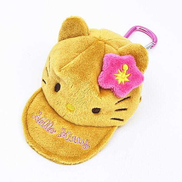 日焼けキティの帽子型ポーチです。カラビナ付きなのでバッグなどに付けられます！キャップ型になっていてバッグなどのアクセントにもぴったり☆小銭入れとしても◎サッと出して使いたい小物を入れたりするのに便利です♪