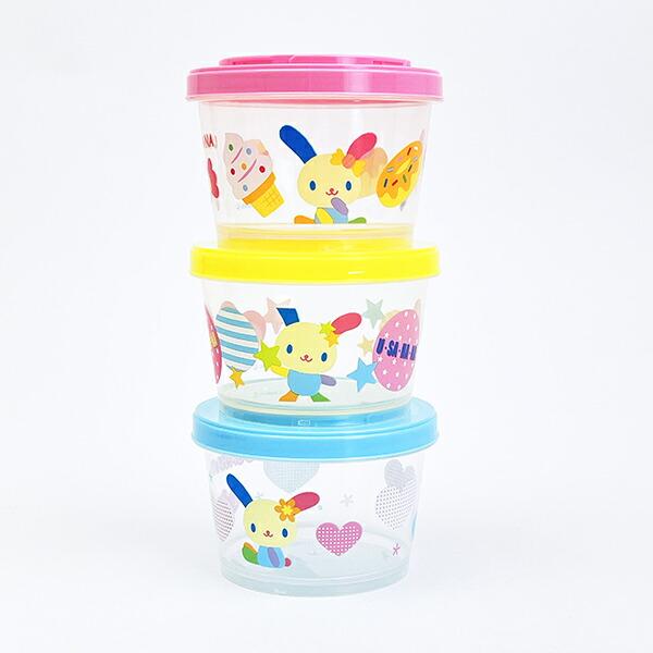 ウサハナのカチっとスタッキングができるプラスチック容器3点セットです。ご飯やおかず、デザートなどを入れて、ランチにも持って行けちゃう便利な保存容器☆余ったおかずや薬味などの保存にもぴったり◎パッキン付きで、ネジ式タイプのフタだから汁漏れしに...