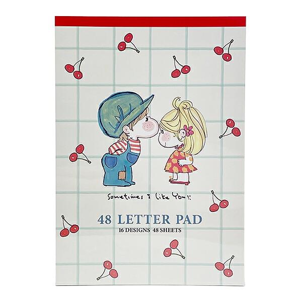 水森亜土のレターパッドです。48シートあるのでお手紙やメモ書きなどたくさん使えます！心ときめくとっても可愛シリーズ♪16柄入った楽しいデザインなので亜土ちゃん好きの方にはたまらない〜！ぜひ同じシリーズの文具を揃えてみてください☆