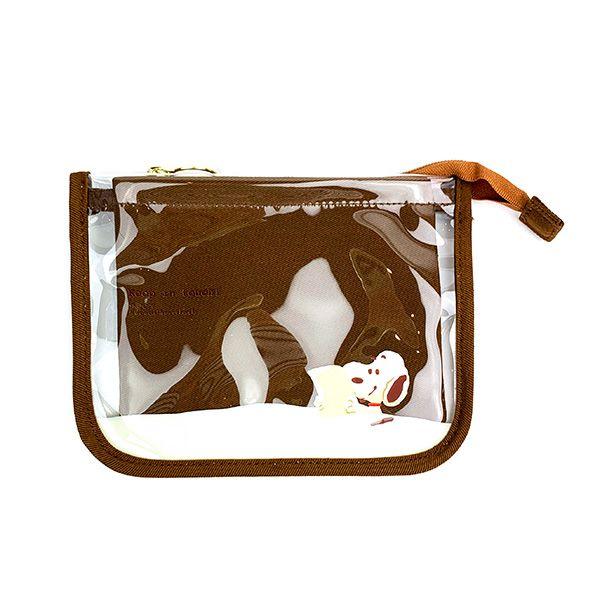 スヌーピーのこれからの季節にぴったりなレイヤーポーチです。クリアPVC素材と帆布が2層になっていてオシャレ☆
