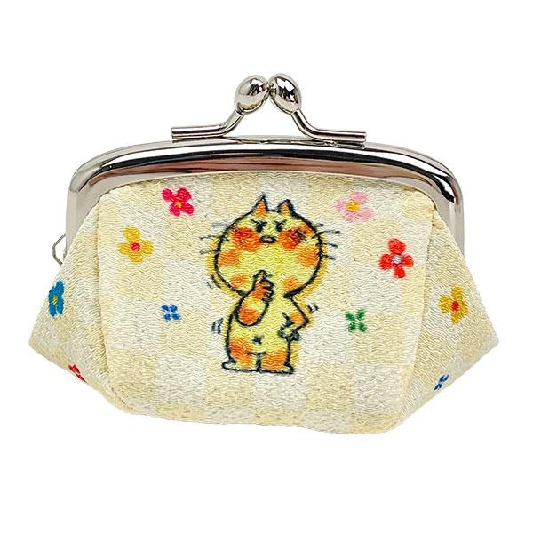 ちりめん生地の和テイストがかわいいシリーズです♪小ぶりながま口財布は小銭入れとしてだけでなく、ちょっとした小物入れとしても◎