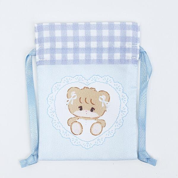 SNSなどで話題の「mikko illustrations」の巾着です。チェック柄が可愛いデザインの巾着に『ラテ』のイラスト入り◎小さめのコスメやアクセサリー、お菓子などが入るサイズ♪