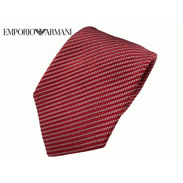 【ブランド】EMPORIO ARMANI エンポリオ アルマーニ【商品名】ルビーレッド系地 シルバー系 レジメンタル ストライプ柄 ネクタイ【型番】340075 0P306 00173 RUBY RED【買い付け場所】イタリア、アルマーニ直...
