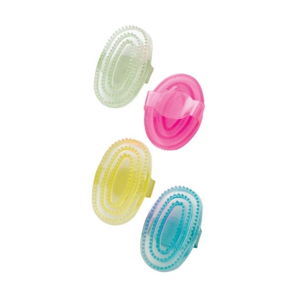 明るいカラーのおしゃれなコーム。ラバーハンドル付き。