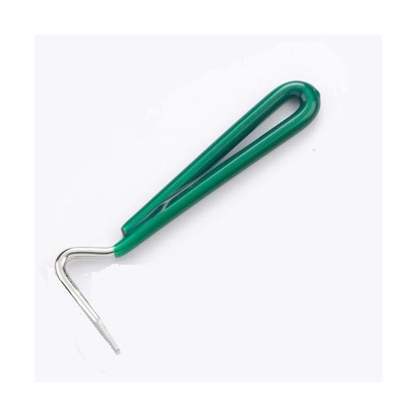 メタル製蹄ピック。ビニール素材でカバーされたハンドル。