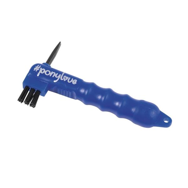 丈夫で頑丈な金属製スパイク付き蹄ピック。硬めのブラシ。