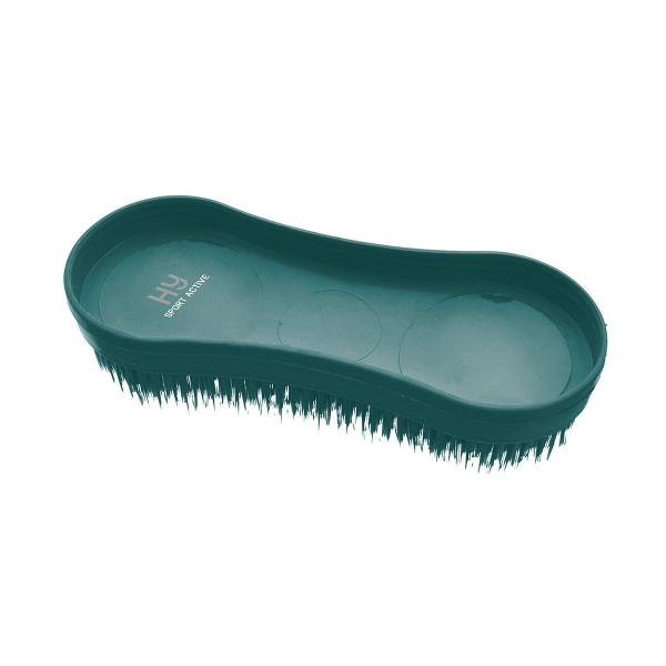 シャンプー液と一緒に使用できます。馬に優しいブラシ。泥や汚れ、汗の除去に。馬、ポニー向け。デザイン: ロゴ。