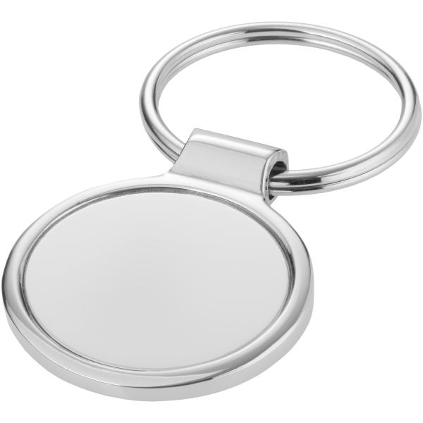 円型キーホルダー。手磨きハイグロス仕上げ。黒のギフトボックス入り。金属製。カドミウム試験済み。