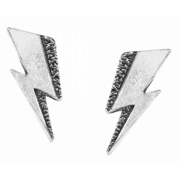 素材: イングリッシュピューター。H: 9mm。W: 3mm。留め具: プッシュバック。デザイン: 稲妻。ポリッシュ仕上げ。オフィシャルライセンス商品。