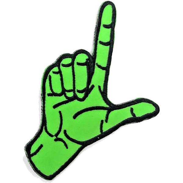 素材: コットン。ウーブン生地。H: 92mm。W: 60mm。デザイン: フィンガーポイント。オフィシャルライセンス商品。