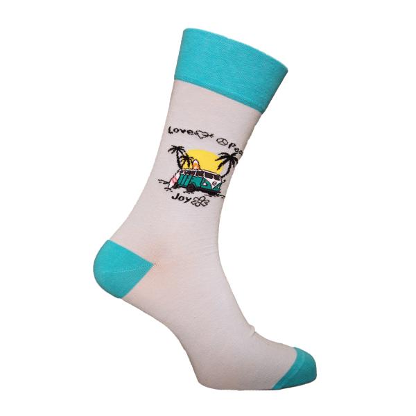 イギリスサイズ(日本サイズ 目安cm): 6UK-11UK(25-29cm)。素材: 80%コットン、18%ポリアミド、 2%エラステーン。ストレッチ素材。デザイン: キャンピングカー、テキスト、コントラストカラーの踵/カフ。快適な履き口、...