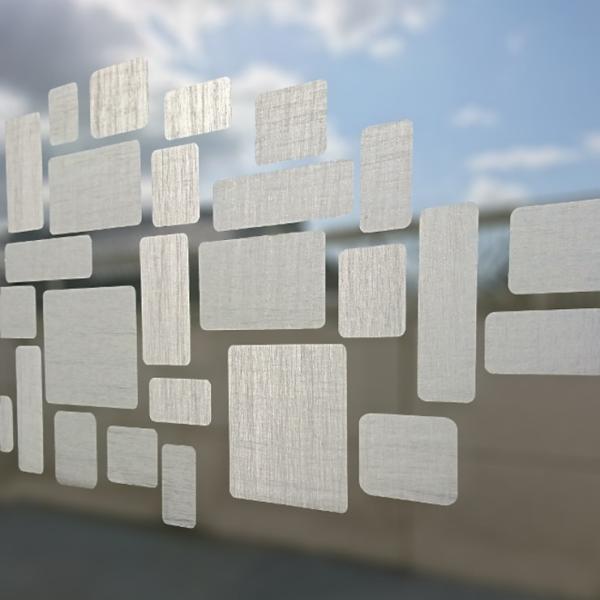 (写真は8枚使用しております)カラーNO.100ホワイト　　シンプルな四角形の組み合わせを作成しましたフイルムをそっとはがして、窓に貼るだけです誰でも簡単に、お洒落な窓にアレンジする事ができます是非お試し下さいませ