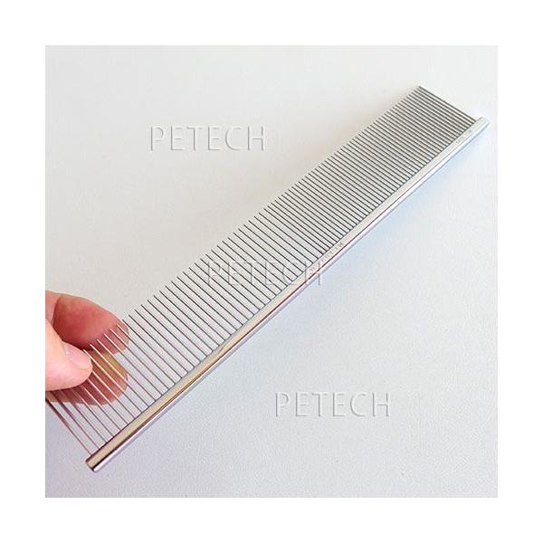 ◆メール便対応商品。ケイプロ　Meister　コームはしっかりした国産品の金櫛です。ドッグショーやイベントに出品される犬種のデリケートな被毛に優しいコーミング用にステンレスの1mmのピンを採用した、極細ピンの両目金櫛です。スタンダードプード...