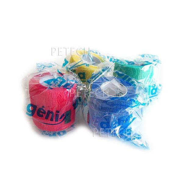 レッド、ブルー、イエロー、グリーンの4色を各1個ずつお送りします。ストラップバンドは動物用の伸縮性粘着包帯です。【特徴】1、幅広い活用ができる。　●普段お使いの包帯の代替としてお使いいただけます。　●特に、剥がれにくいため、捻挫部の固定・創...